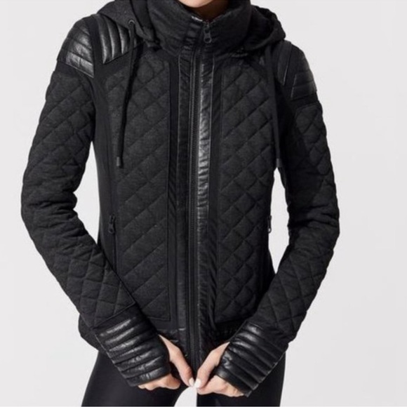 blanc noir | Jackets & Coats | Blanc Noir Hooded Mesh Inset Moto Jacket | Poshmark